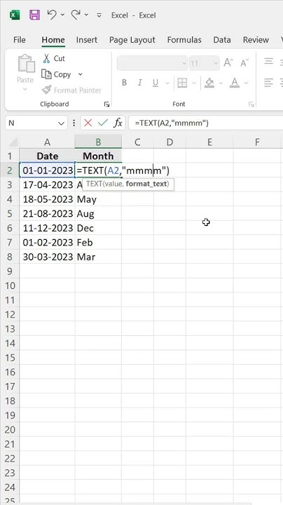 Get Month Name from Date in Excel FAST (Easy Formula!) #exceltutorialinhindi #exceltipsandtricks ...