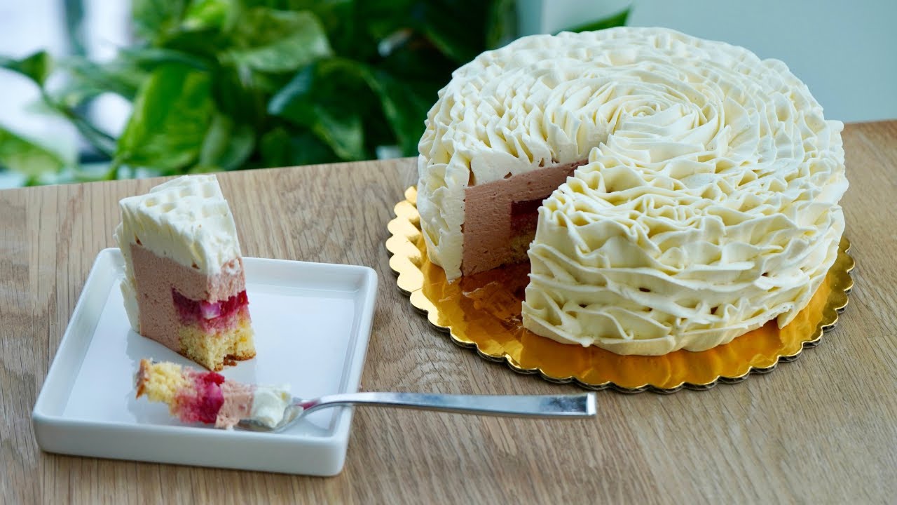 Raspberry Rose Lychee Entremets | A DELICIOUS Cake with Sponge, Gelee, Mousse & Mascarpone Cream ...