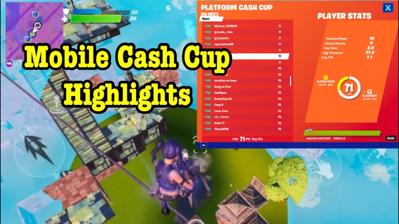 Fortnite Mobile Platform Cash cup Highlights (#156 NA-West) | 30 FPS ...