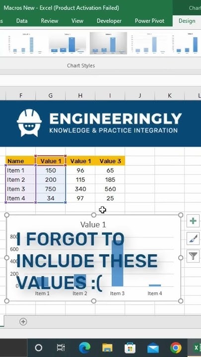 Add New Data To Existing Chart Engineeringly Shorts Excel Explore Youtube