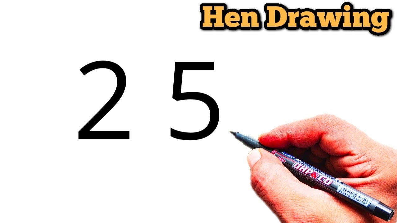 How To Draw A Hen From Number 25 | How To Draw A Hen Easy | Hen Drawing ...
