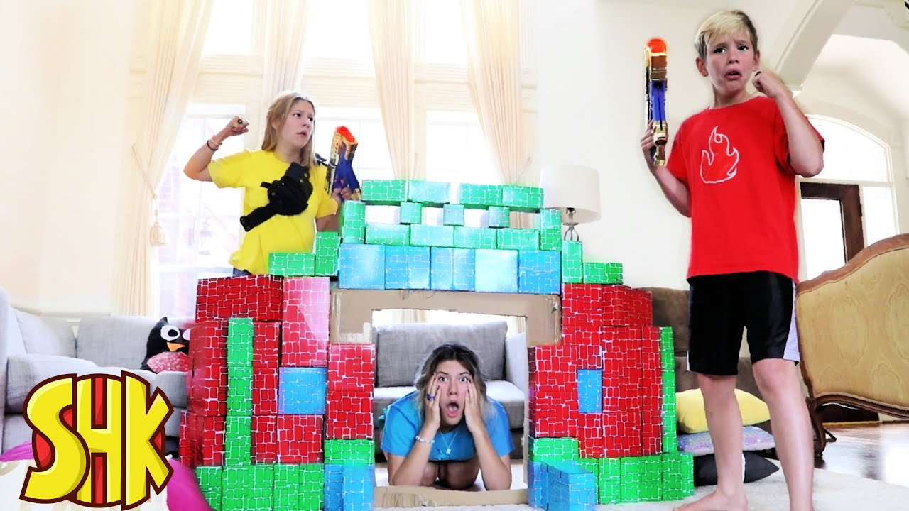 Noah Crashed our Block Fort Challenge! SuperHeroKids Funny Family ...