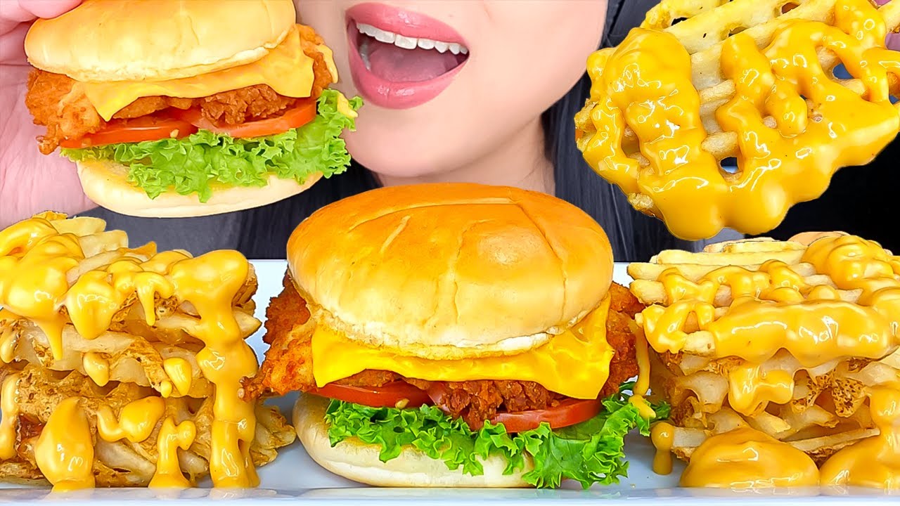 ASMR WAFFLE FRIES DRENCHED IN CHICK-FIL-A SAUCE & FRIED CHICKEN ...