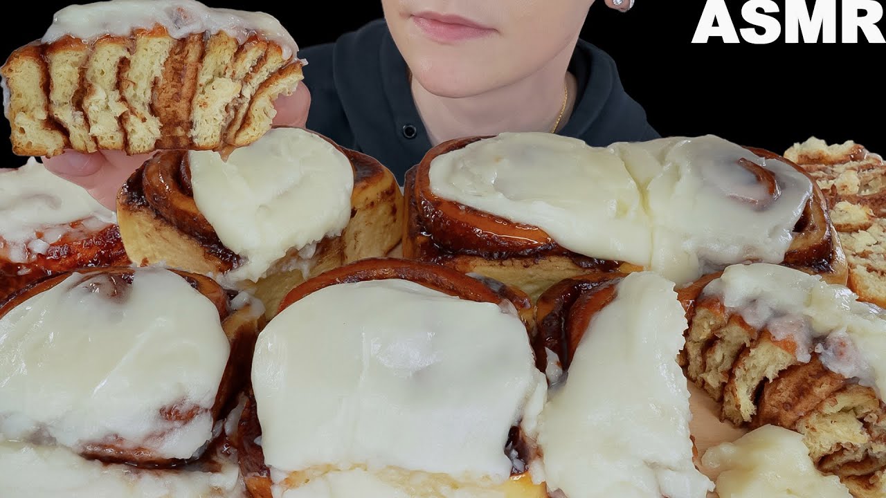 ASMR Cinnamon Rolls *Warm & Gooey* [Dessert Mukbang/Eating Sounds ...
