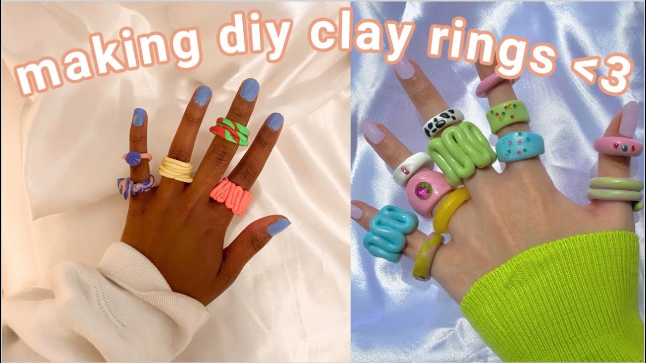 making diy chunky CLAY RINGS *pinterest inspired* - YouTube