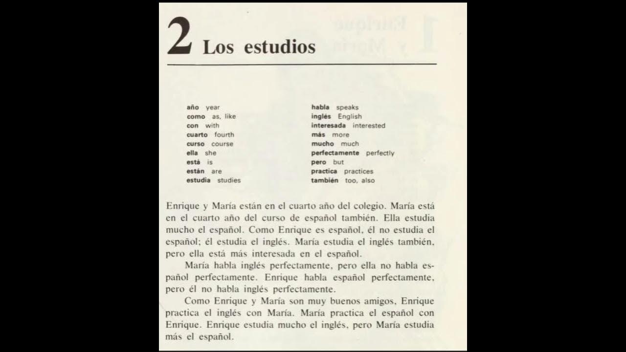 Easy Spanish Reader Lección 2 Los Estudios - YouTube