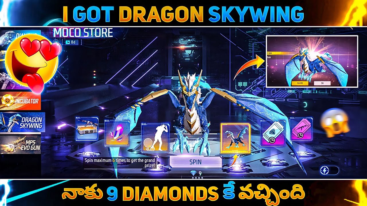 🤯I Got New Legendary Dragon Skywing Moco Store 🙆 || 🔥Free Fire New Moco Store Spin In Telugu 💞 ...