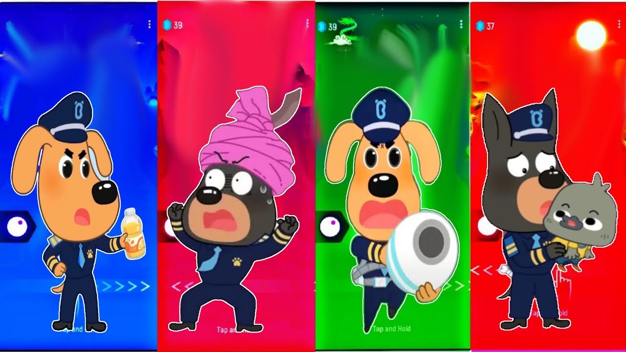 Sheriff Labrador 🆚 Sheriff Papillon 🆚 Little rabbit 🆚 Little cat🎶 Tiles ...