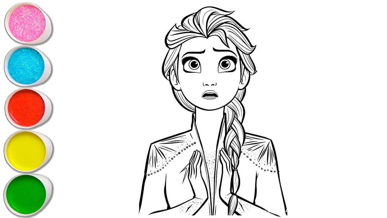 Cute Elsa Frozen Drawing for kids, painting & coloring for kids ...