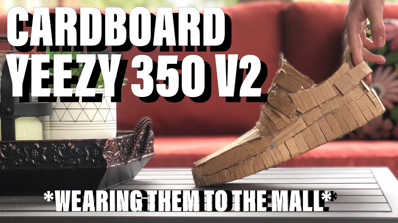 I made Yeezys out of cardboard (Wearing them to the mall!) - YouTube