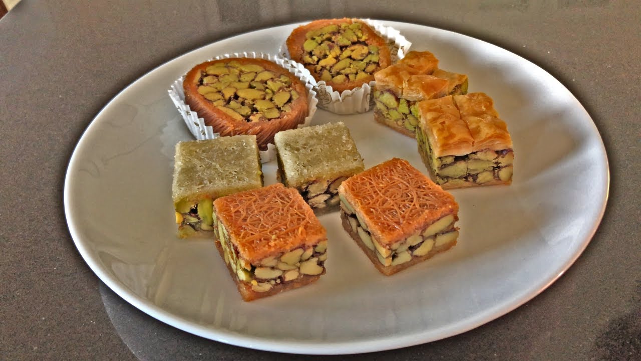 Eating Four Different Type Of Syrian Baklava - YouTube