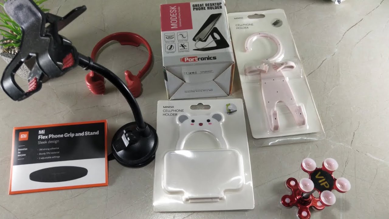 7 Mobile Holders and Stands of Portonics , Mi xiaomi , Miniso and Some ...