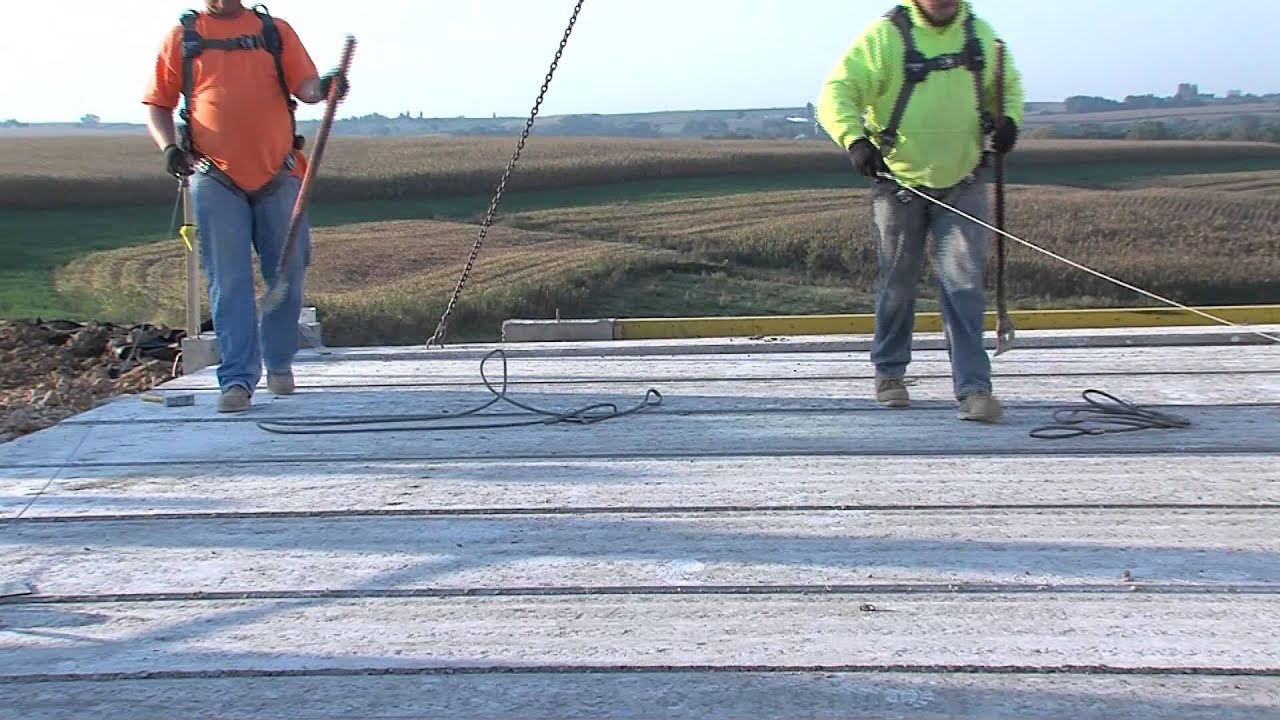Placing precasted concrete core slab - YouTube