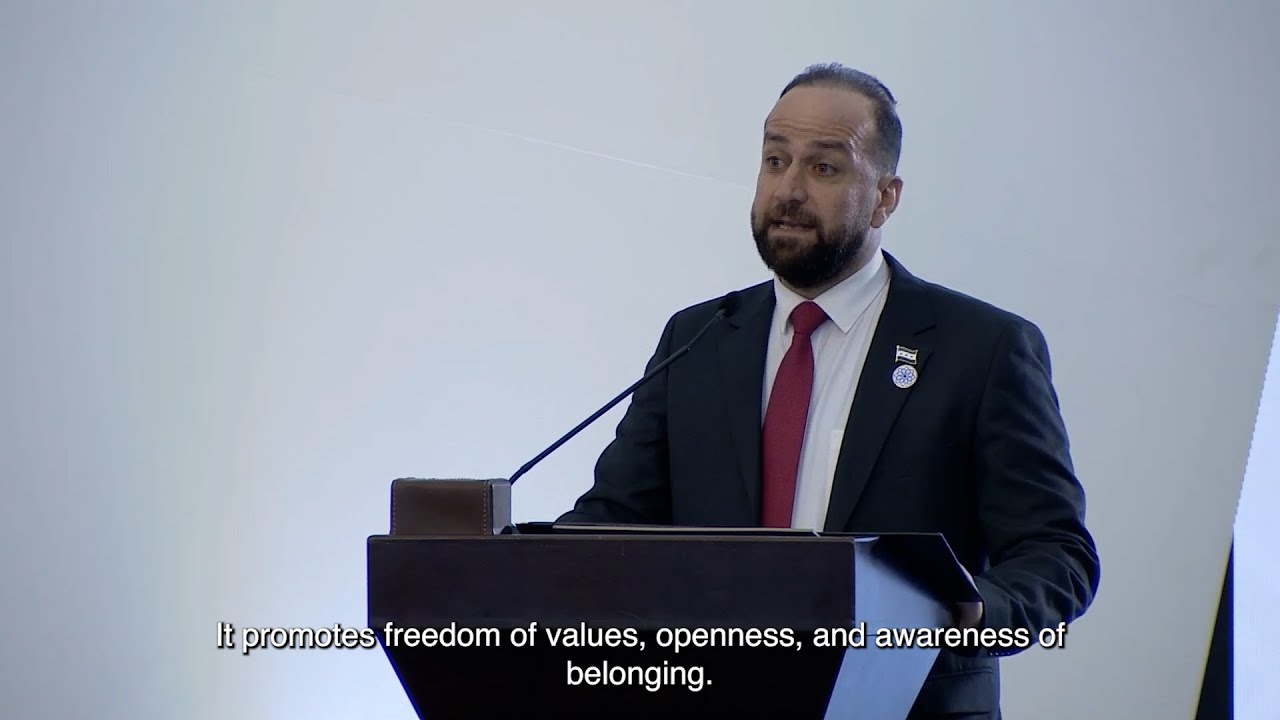 Speech Information Minister Hamza Mustafa, the conference announcing ...