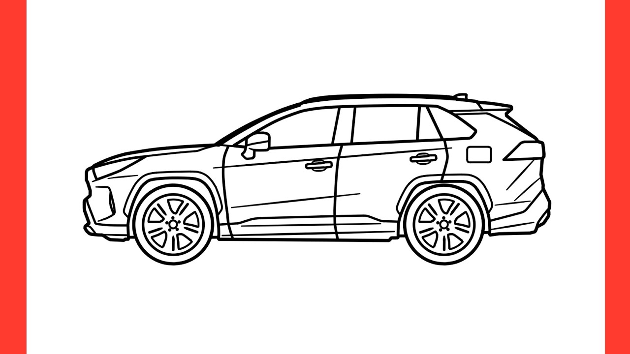 How to draw a TOYOTA RAV4 2019 step by step / drawing Toyota rav4 car ...