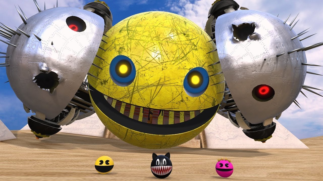 Robot Pacman & Ms-Pacman & Robot Pacman VS Evil Black Spiky Pacman Q7 ...