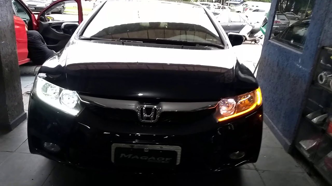 CIVIC G8 - FAROL COM BARRA DE LED - YouTube