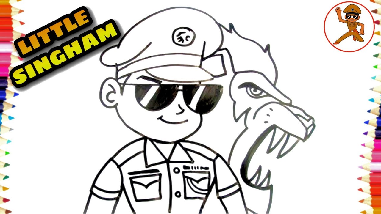 Little Singham Drawing ️ Little Singham Desh Ka Sipahi Singham Cartoon ...