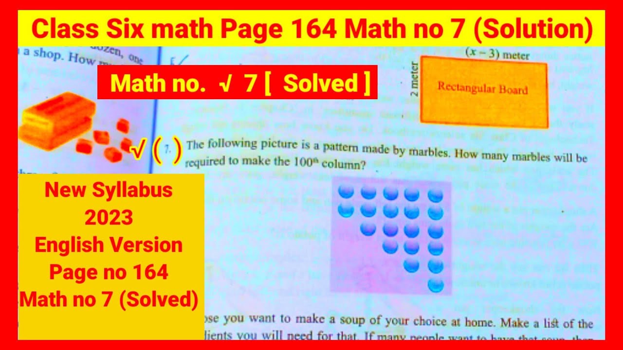 class 6 math page 164 exercise 7 | english version 2023 - new syllabus ...