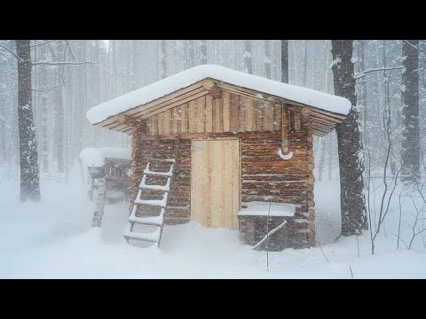 This house will hide me from the blizzard. I'm building a wooden house. Ep 10.