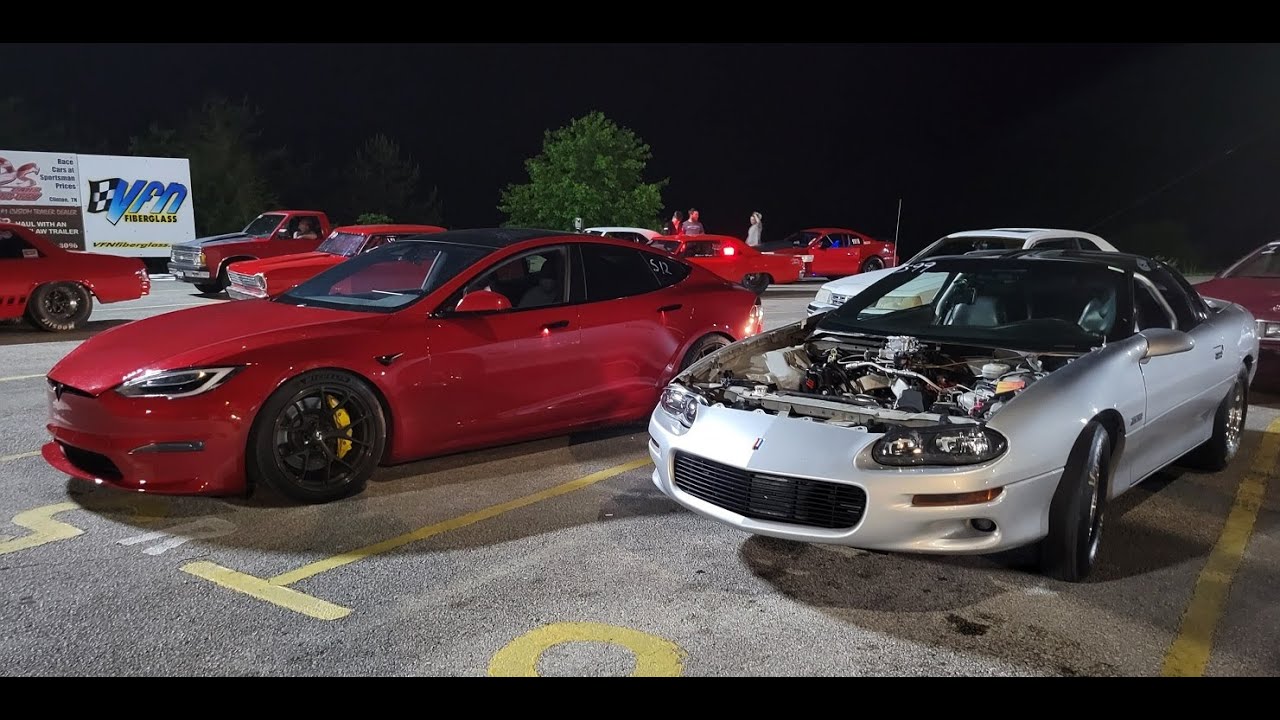 H/C 408ci, powerglide camaro vs Tesla Plaid- 1/8 mile - YouTube