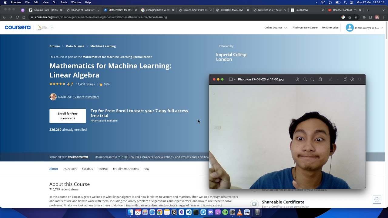 Linear dependency, Vector operations assessment - Math for ML: Linear ...