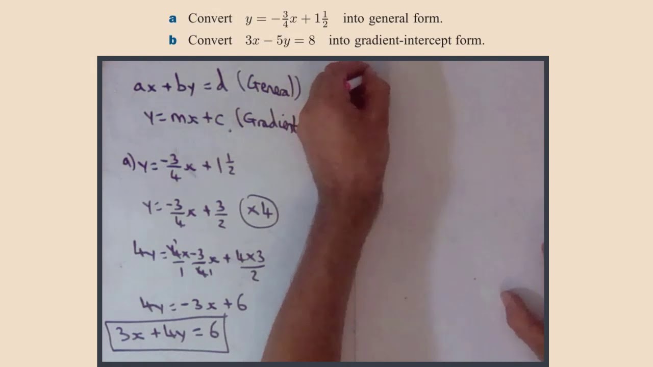 Converting between general form and gradient-intercept form - YouTube