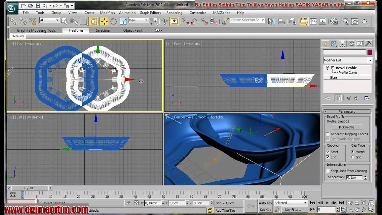 3ds max 2012 bevel profile - YouTube