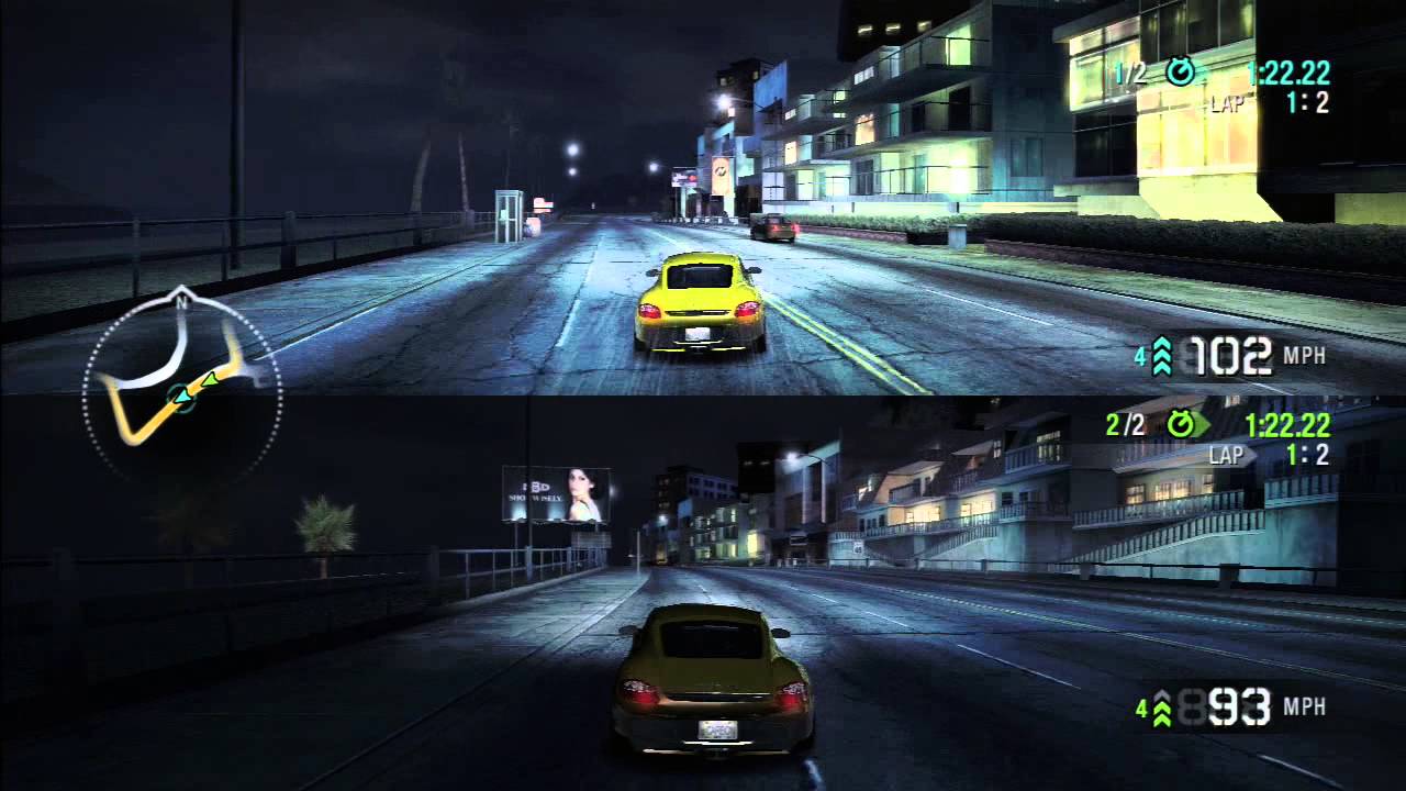 Need for Speed: Carbon, PS3, Split Screen 28 Porsche Cayman Face Off ...
