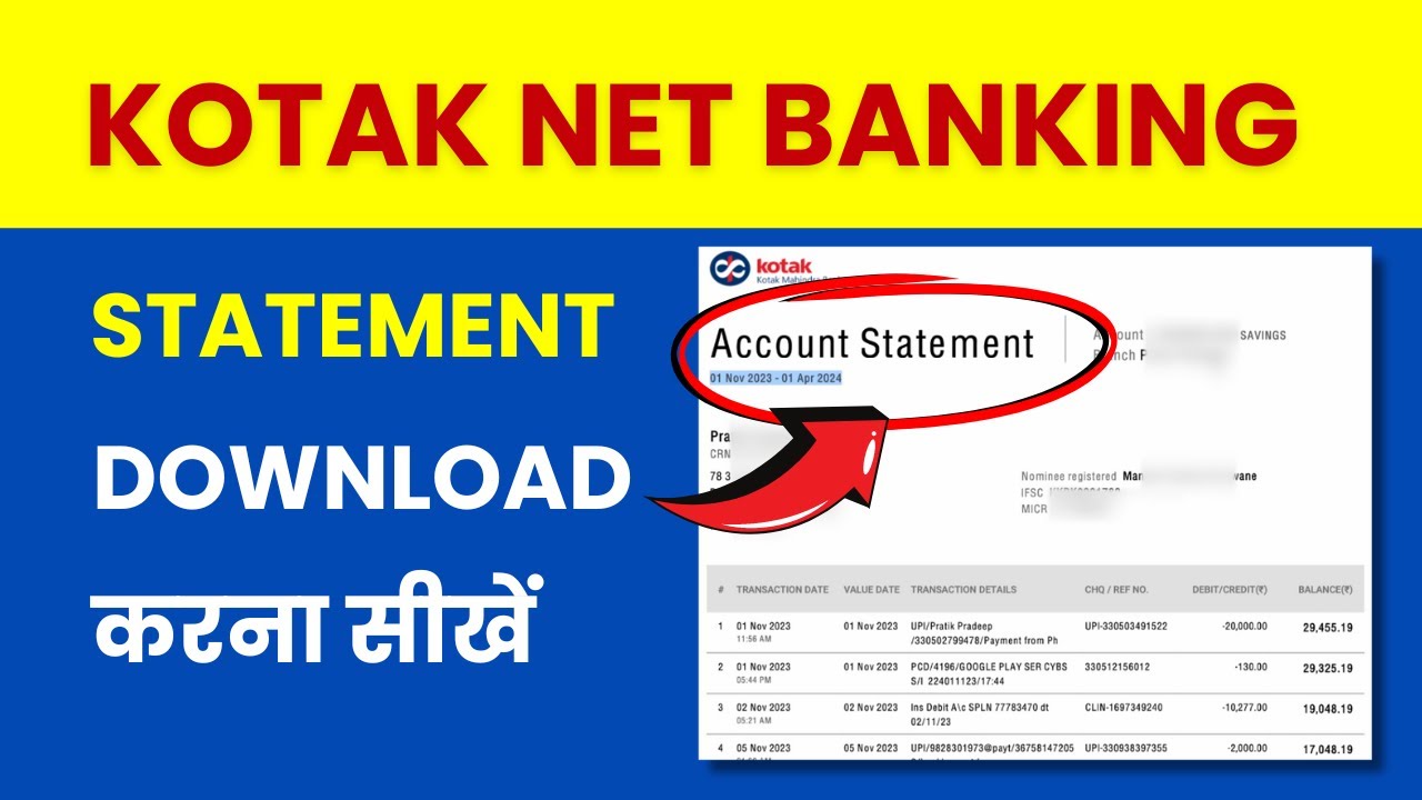 Kotak Net Banking se Statement Kaise Nikale? Download 6 Month Statement ...