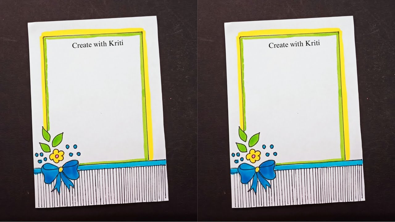 Simple blue bow border design for project file | New First page design ...