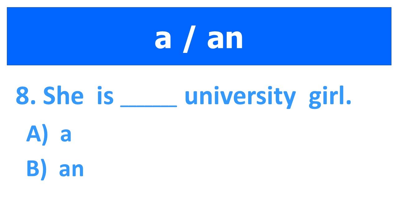 Article a, an, the Quiz | Grammar Quiz | English Quiz - YouTube