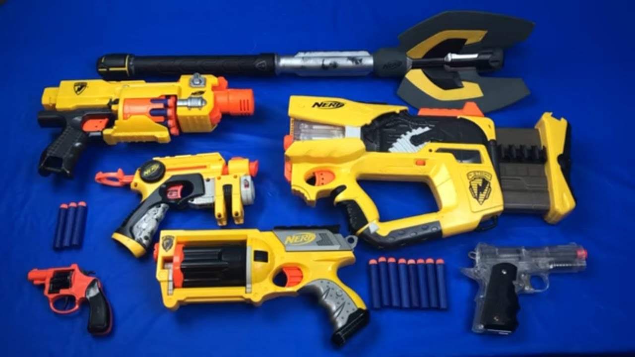 Nerf N Strike Blasters Toy Guns Box of Toys Nerf Axe - YouTube