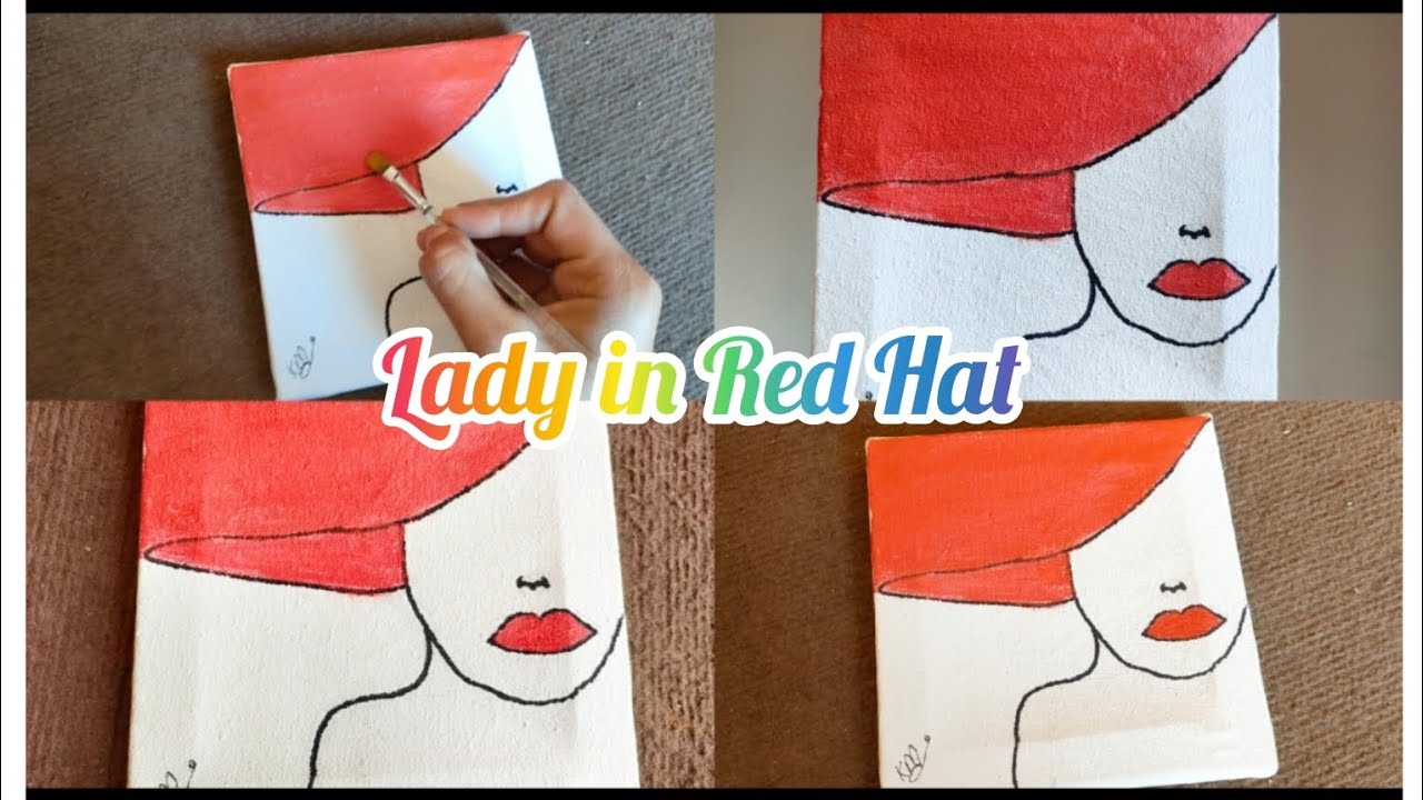 Lady in Red Hat | Lady in red hat acrylic painting | Easy art | ️ - YouTube