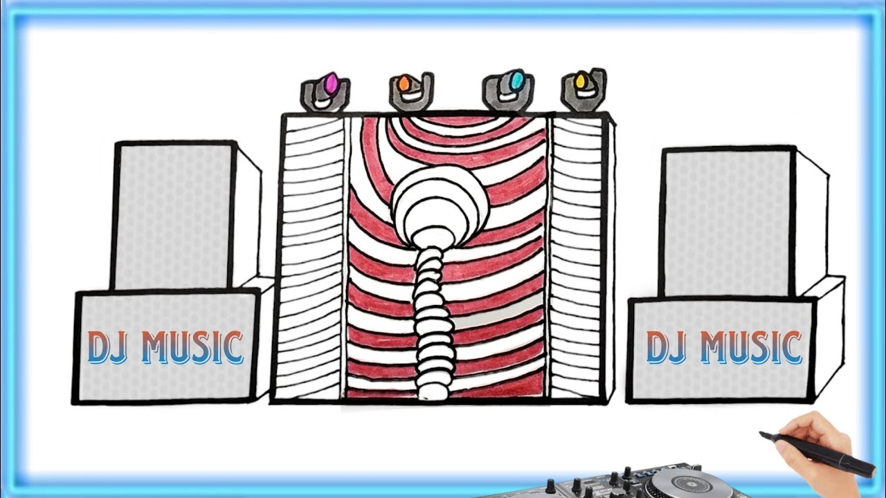 Dj box drawing step by step | Dj powermusic & Ledscrin drawing easy ...