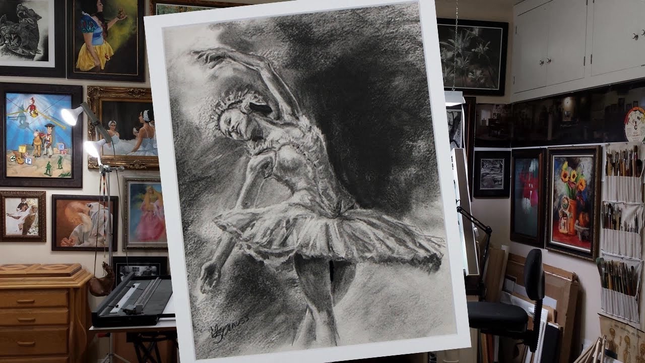 ballerina #4 Charcoal Drawing, Time-lapse video - YouTube