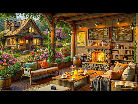 Jazz Music Warms the Heart ☕ Cozy spring cafe space with the sound of a ...