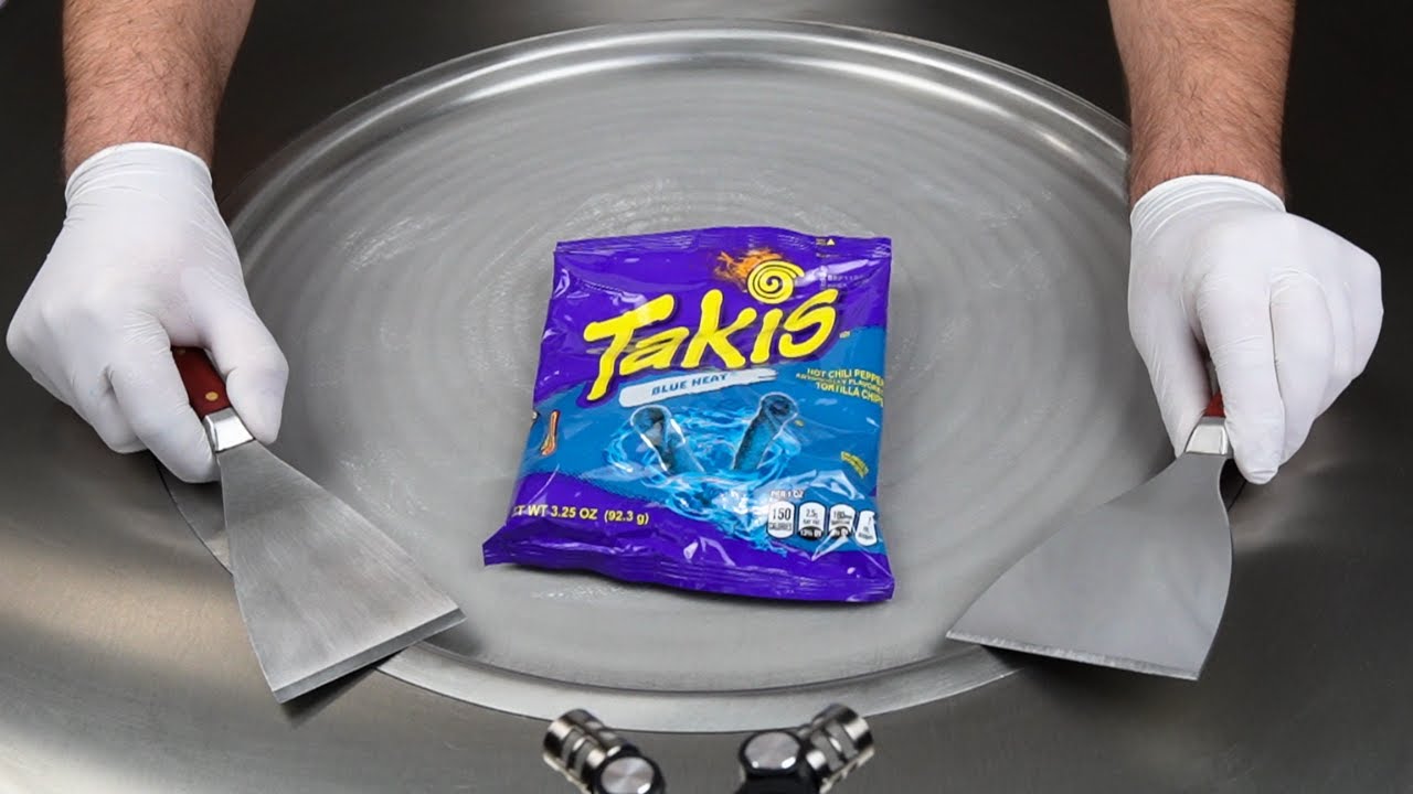 I turn TAKIS BLUE HEAT into ice cream rolls! (-30°C) | ASMR - YouTube