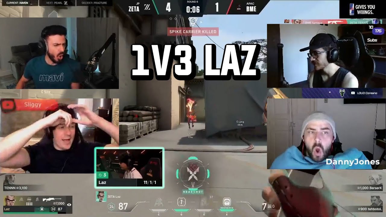 REAÇÃO DOS STREAMERS COM O 1v3 DO LAZ NO CHAMPIONS - YouTube
