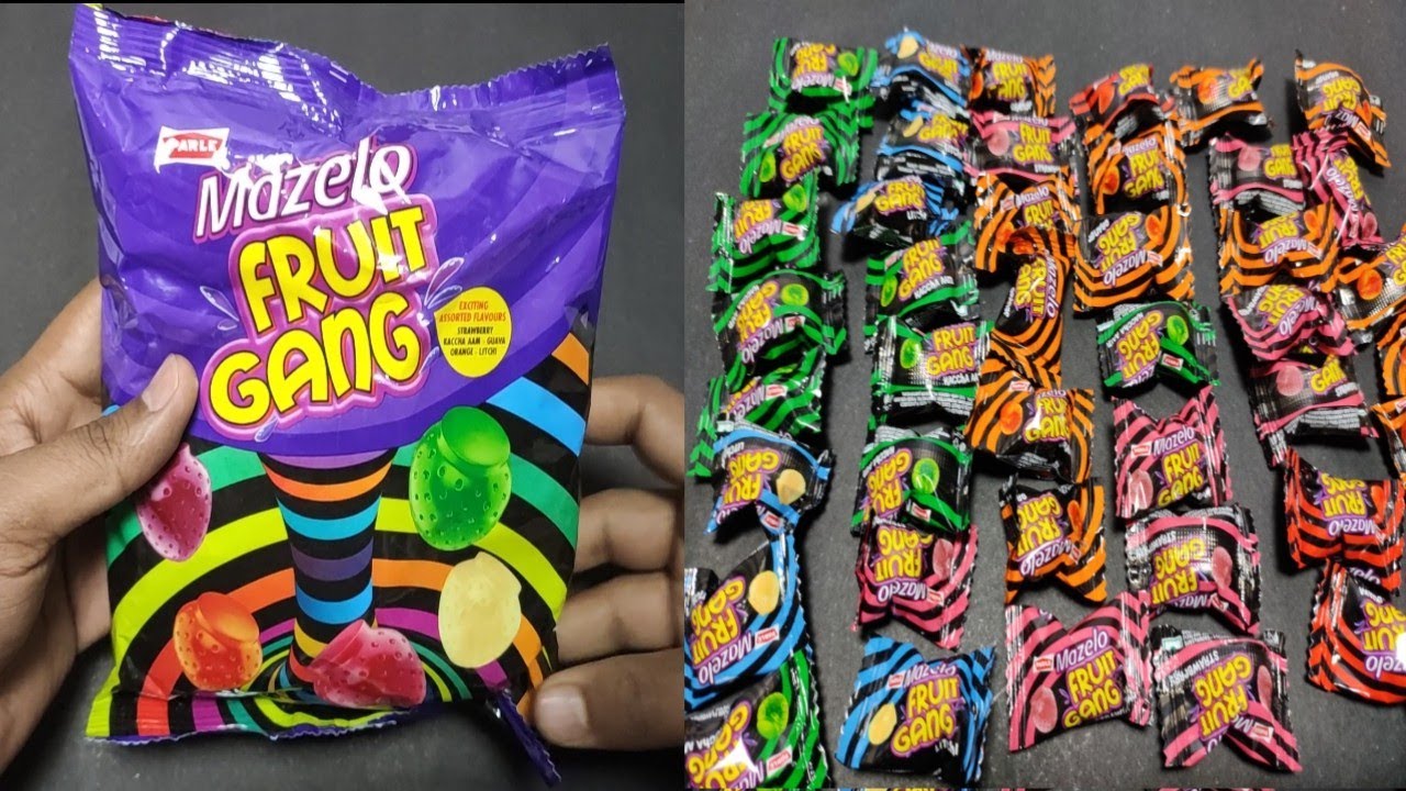 Parle Mazelo Fruit Gang // jelly candy kachcha aam, litchi, guava ...