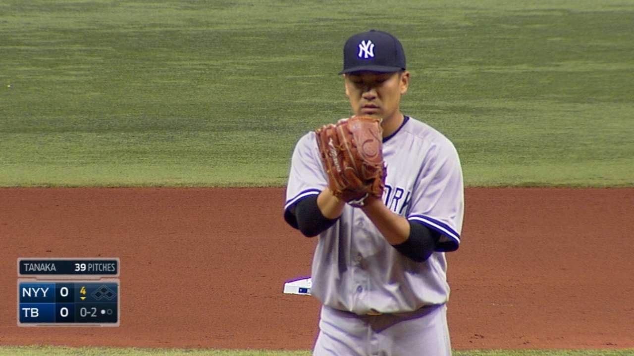 NYY@TB: Tanaka fans eight, tosses seven scoreless - YouTube
