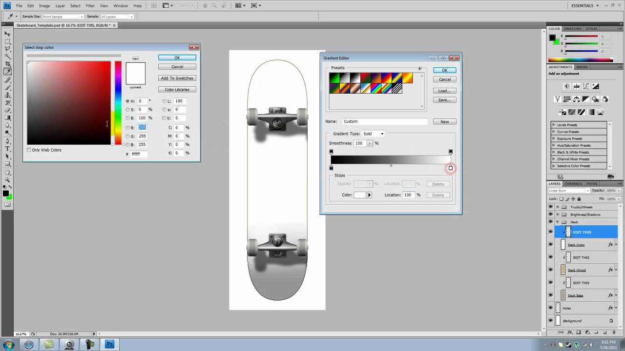 How to Make A Cool Skateboard Template Using Photoshop Cs4 - YouTube