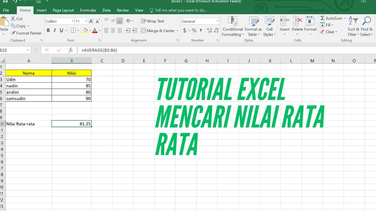 Tutorial Excel mencari nilai rata rata - YouTube