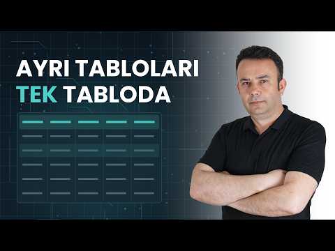 Düşeyyığ, Filtre, Benzersiz ile ayrı tablolardaki stokları tek tabloda birleştirme