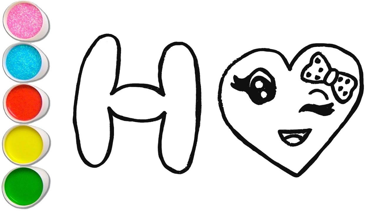 Let's Draw and Paint heart ♥️learn to draw letter H Together | Painting ...