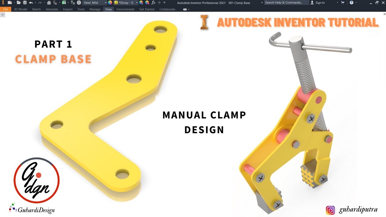 How To Design Manual Clamp In Autodesk Inventor Clamp Base Part 1