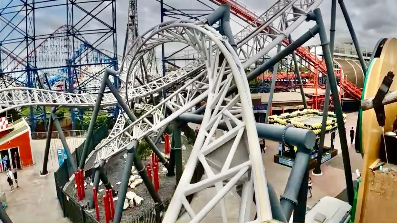 Icon TWISTY Double Launch Roller Coaster 4K POV! | Blackpool Pleasure ...