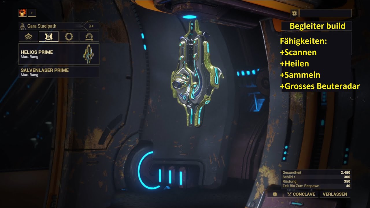 Warframe Begleiter build Helios Prime + Salvenlaser Prime - YouTube