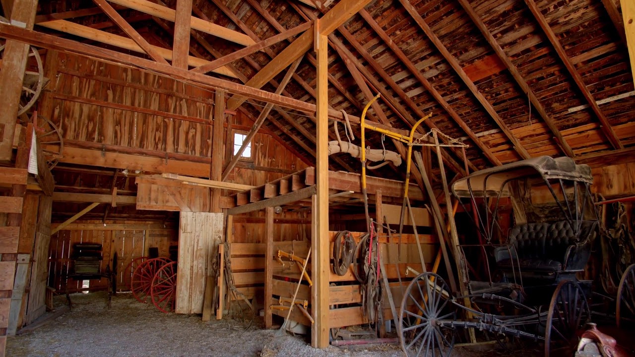inside an authentic old western barn historical buggy - YouTube