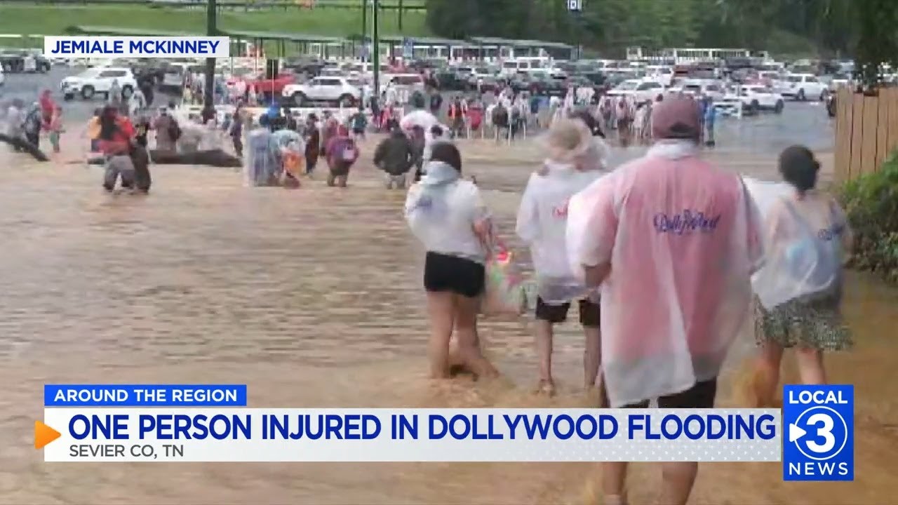 1 injured after flash flooding hits Dollywood theme park - YouTube